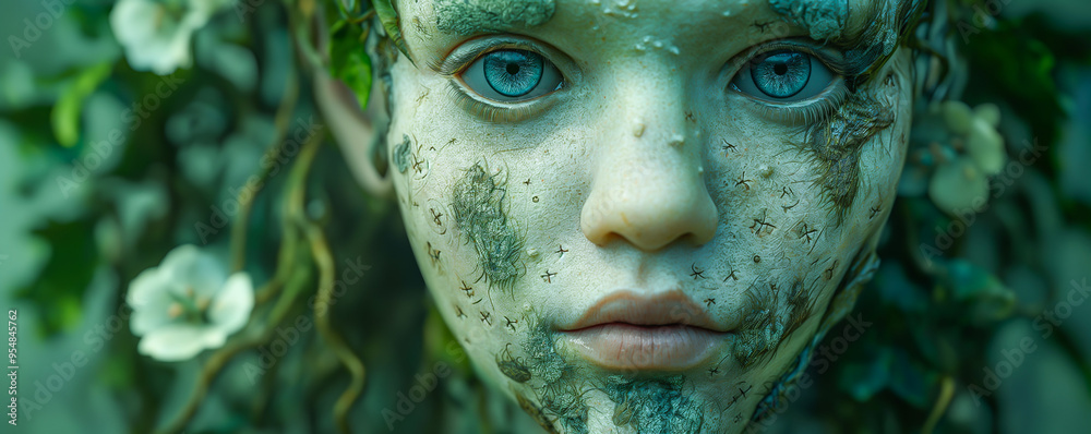 Face of Nature, Person Made of Plants and Flowers. Fantasy, Mythology ...