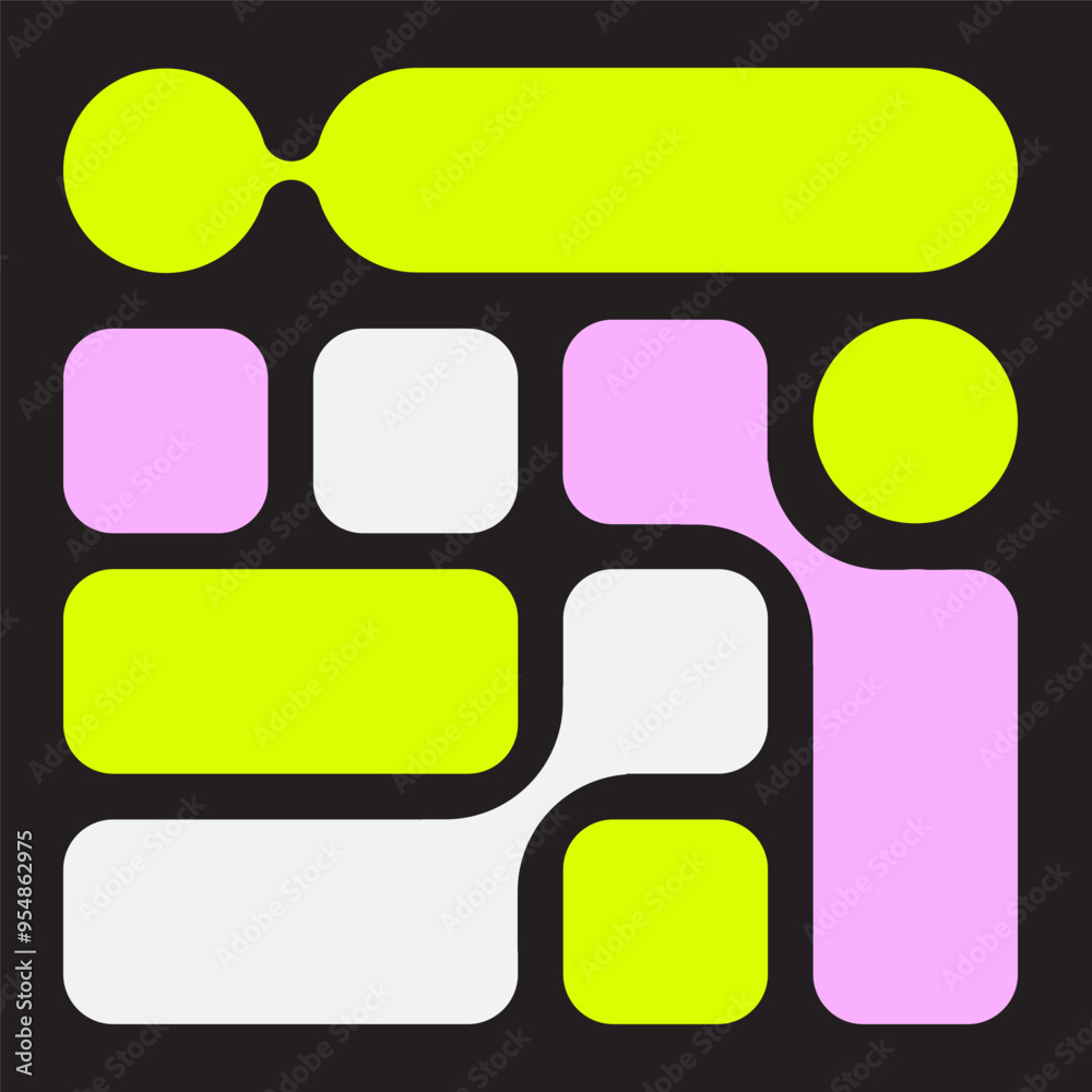 Y2K Trendy Geometry Futuristic shapes. Naive Design elements, Simple bento design. Label pack ...