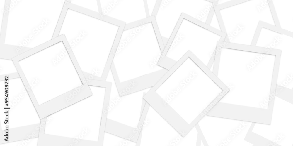 Polaroid frame mockup rectangle, square collection. Blank frame border ...