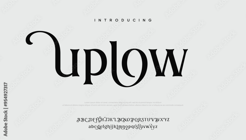 Uplow Creative sans serif alphabet ligature display font vector. Modern typography style ...