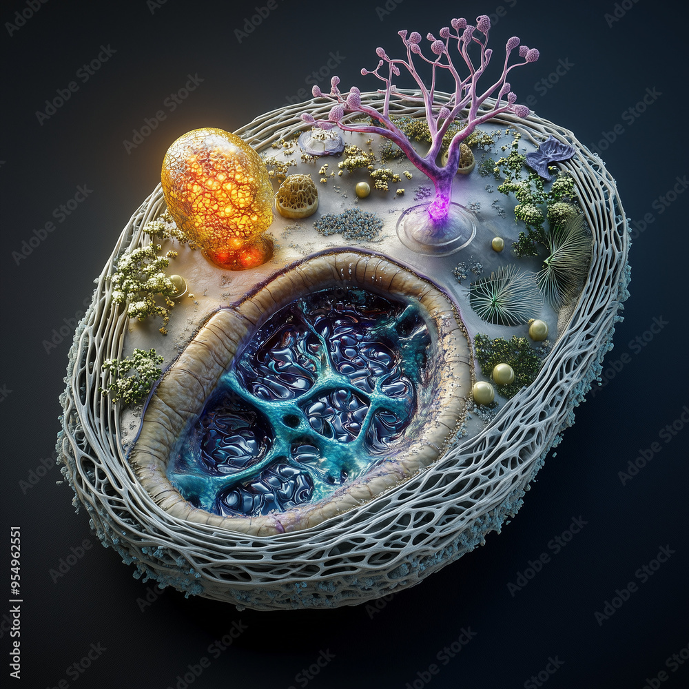 Detailed cross-section of a plant cell with labeled organelles like ...