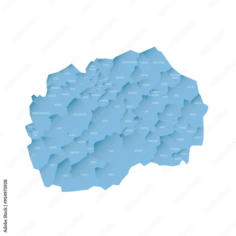 North Macedonia political map of administrative divisions ...