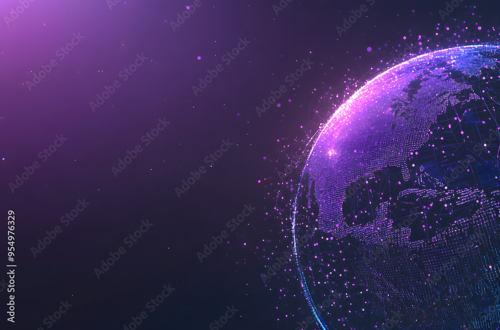 “Purple and Blue Gradient Background with a Subtle Earth Map Overlay ...