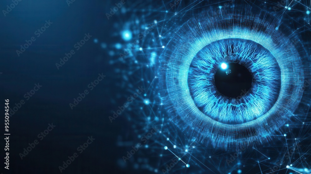 Digital eye scanning a holographic iris, biometric security concept ... Digital eye scanning a holographic iris, biometric security concept ...
