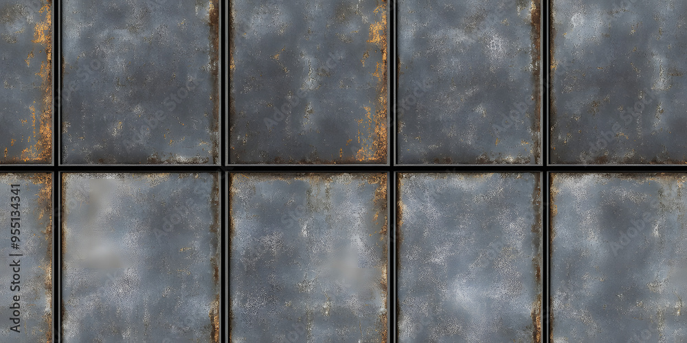 Seamless grungy scratched old steel wall panels background texture ...