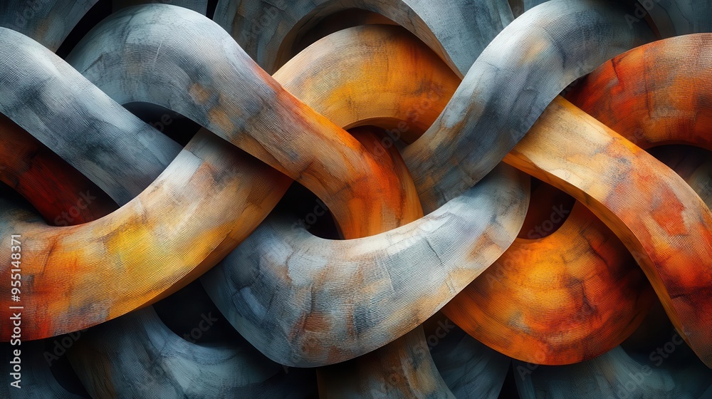abstract 3d render of intricate fabric weave pattern hyperdetailed fibers intertwining in ...