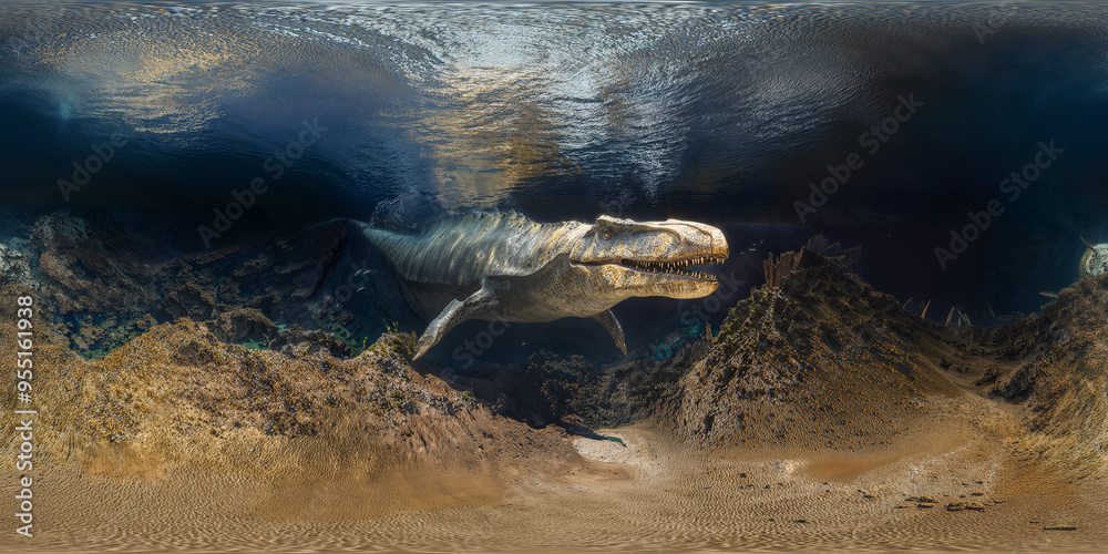 Kronosaurus underwater Dinosaur 8K v6 360 degree, equirectangular ...