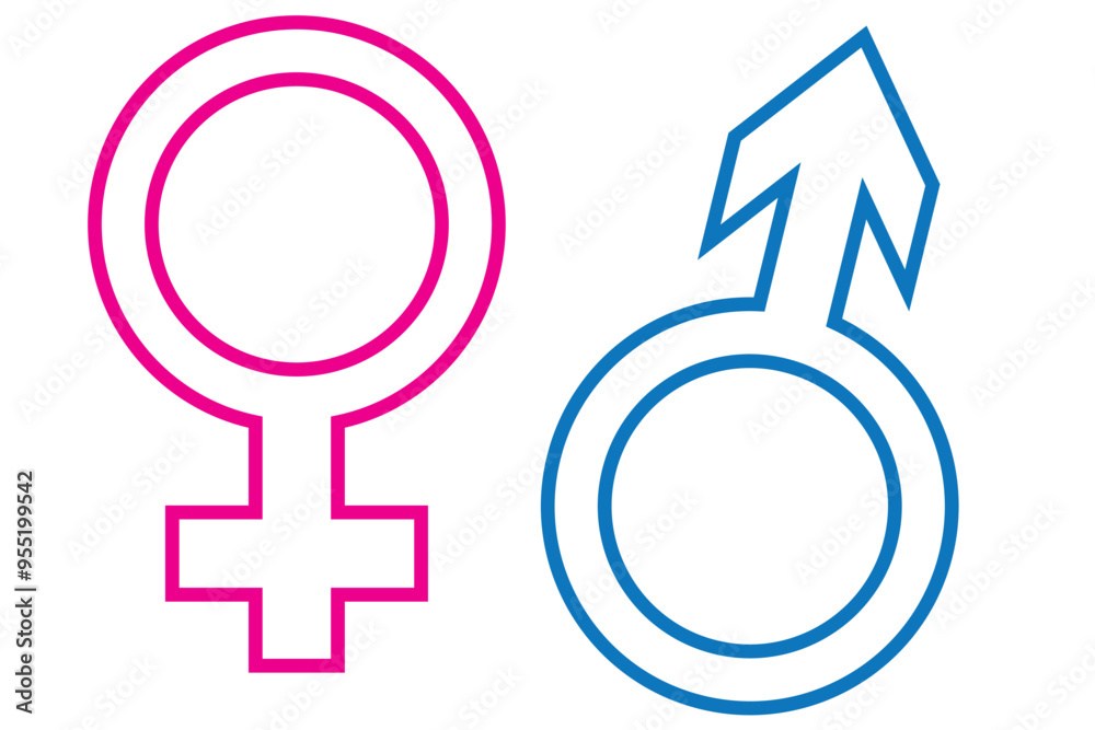 Gender Icon pink and blue symbol, Male and female symbol for your web ...