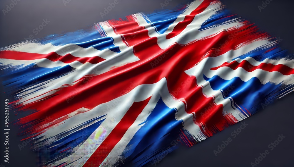 A creative portrayal of the Union Jack flag, blending realistic fabric ...