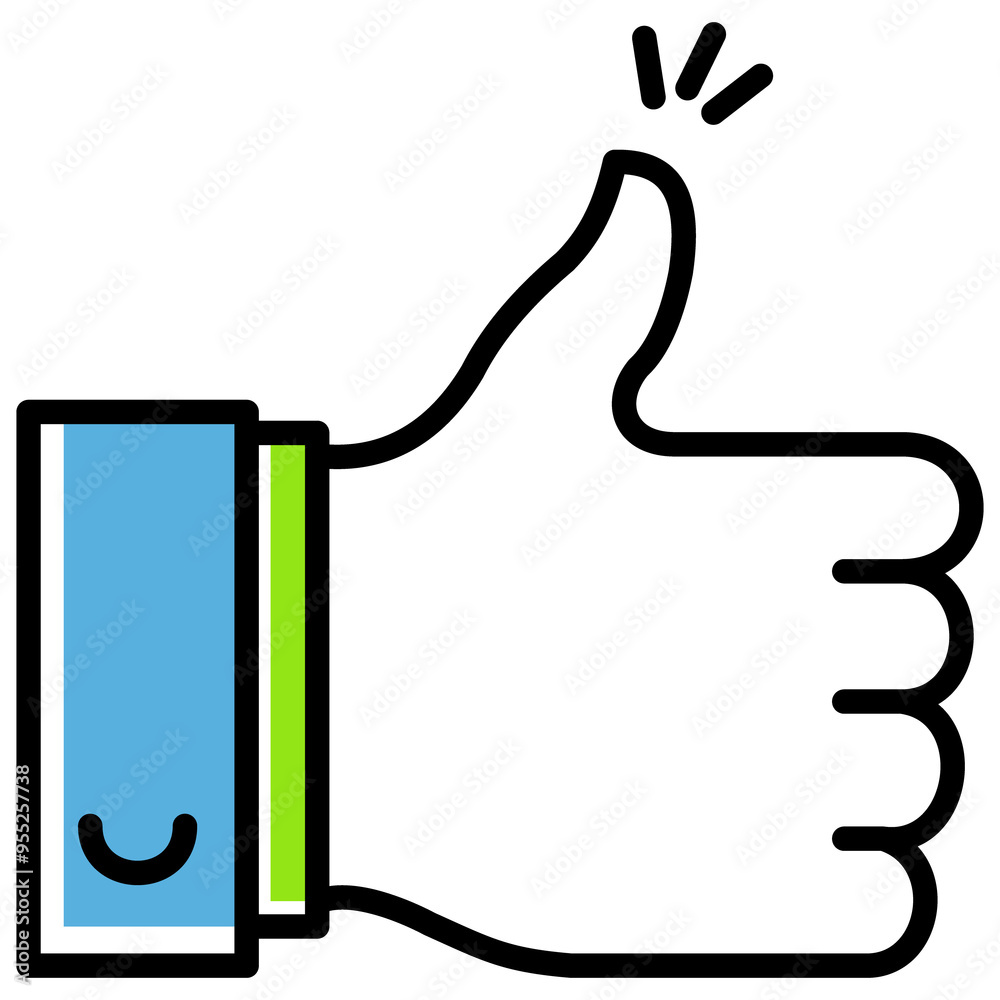 Approval Thumbs Up Hand Vector Icon Design with Editable Stroke, okay ...