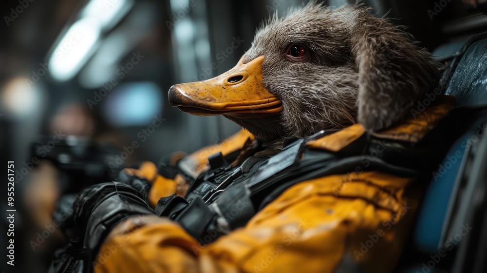 An imaginative and intriguing depiction of an anthropomorphic duck ...