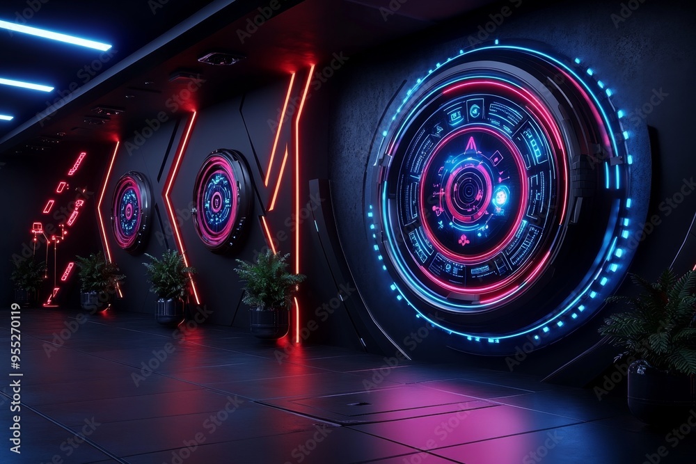 Zodiac signs in a futuristic setting, illustrated in a digital art ...