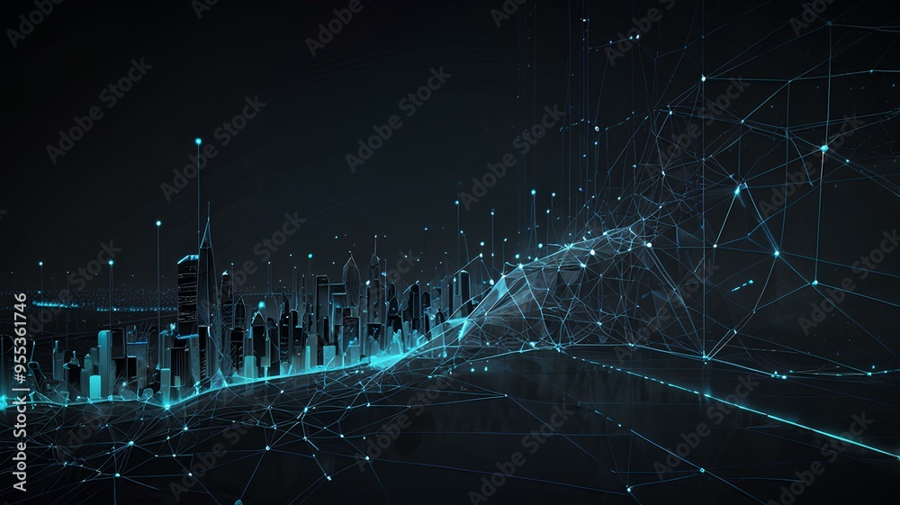 Big data visualization technology concept Futuristic low poly shapes ...