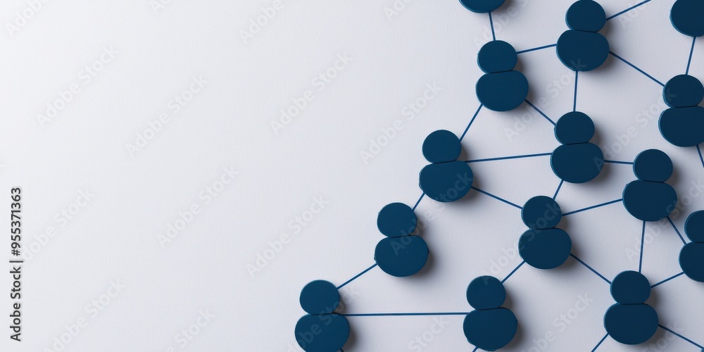 Abstract network structure with interconnected nodes on a minimalist ...