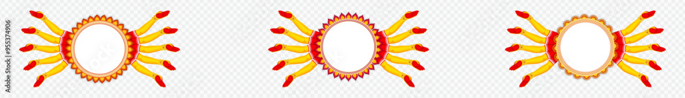 Set of. Goddess Durga. ten hands in Subha Saradiya, Subho, Vijaya ...