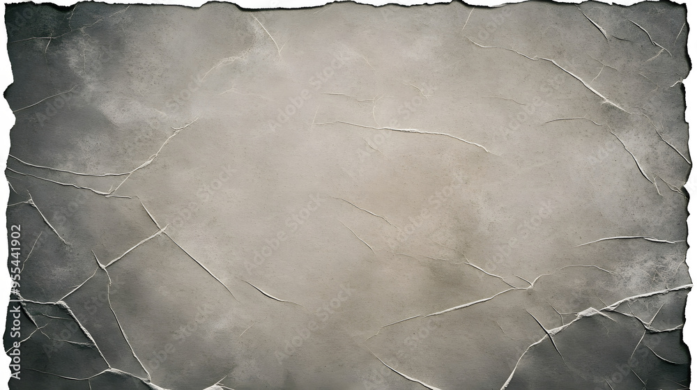 Grunge empty creased paper texture with torn edges frame and faded ...