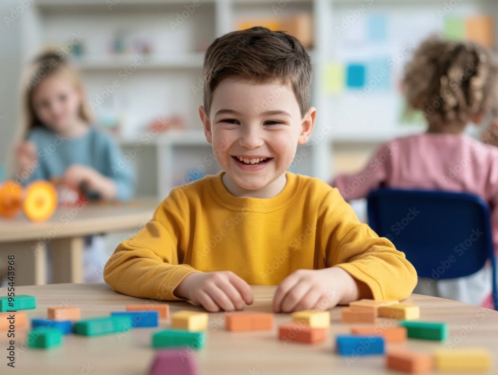 Foto Group of children with autism participating in a structured play ...
