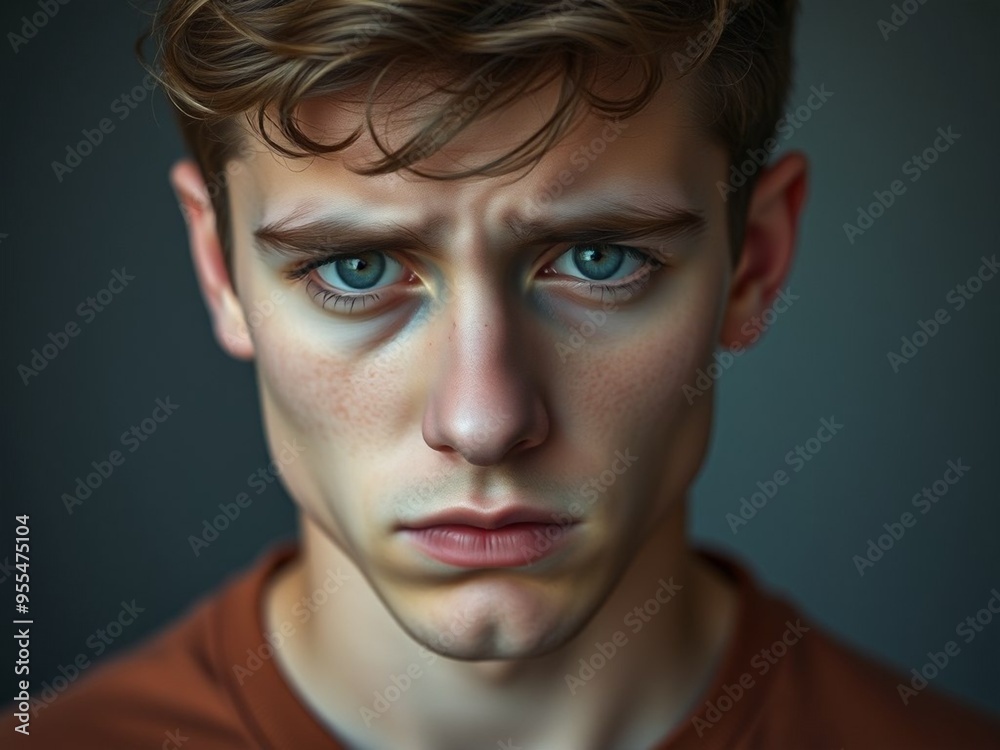 Stunning high resolution photos of a handsome, upset young man with sad ...