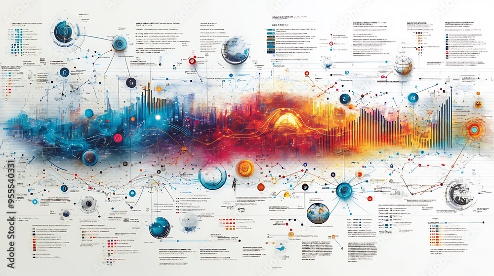 Mind map infographics design covering data visualization iconography ...