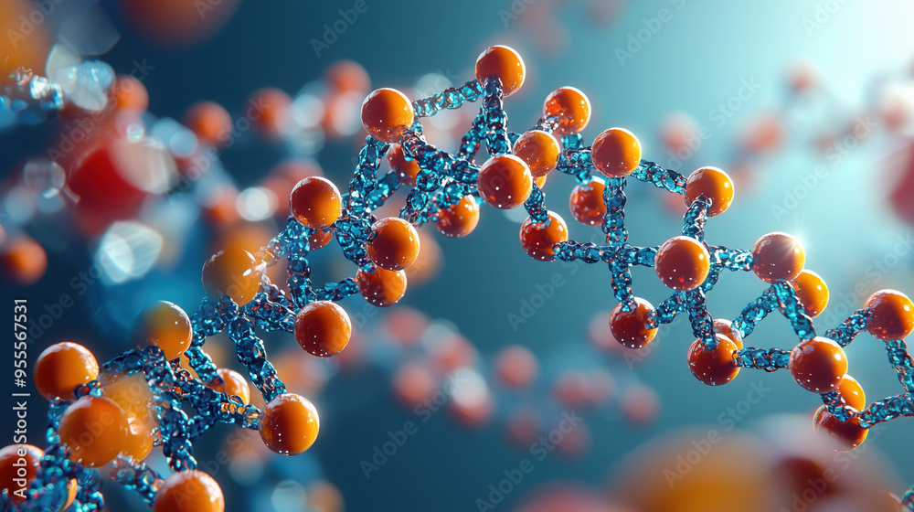 Ilustración de Stock molecule, biomolecule, science, biotech, reactions ...