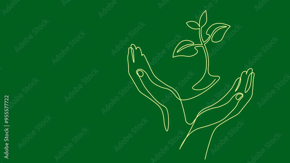 Single continuous line art growing sprout. Plant leaves seed grow soil ...