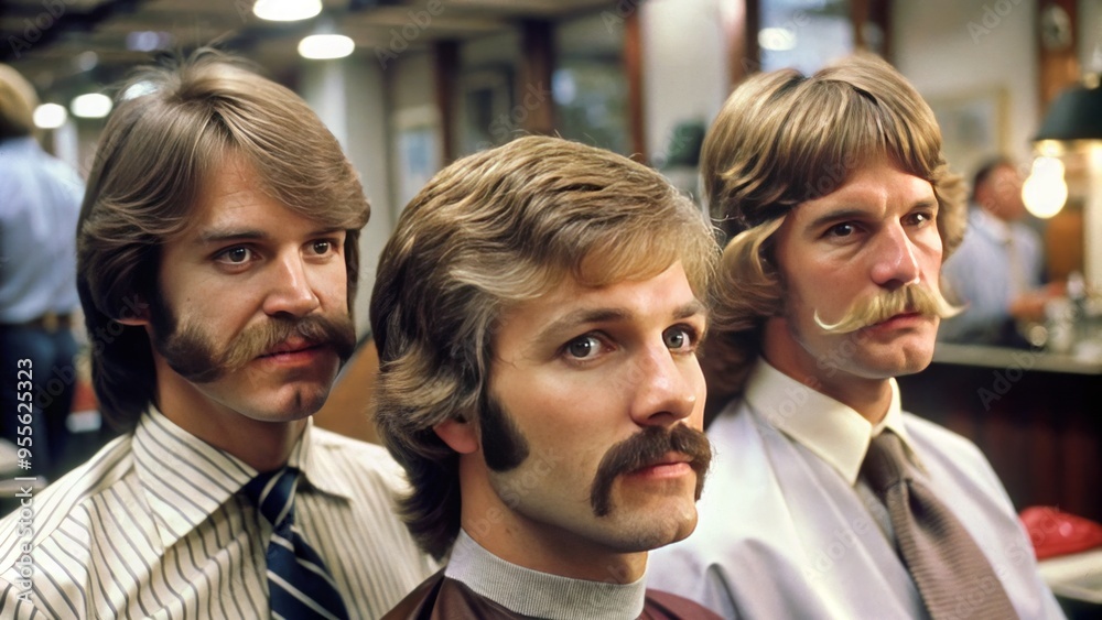 Flared And Shaggy Hairstyles With Sideburns, Long Bangs, And Mustaches ...
