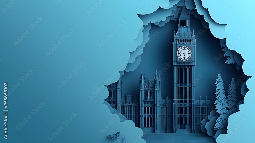 Ilustración de Stock 29. **Design a 3D paper cut concept of the Big Ben ...