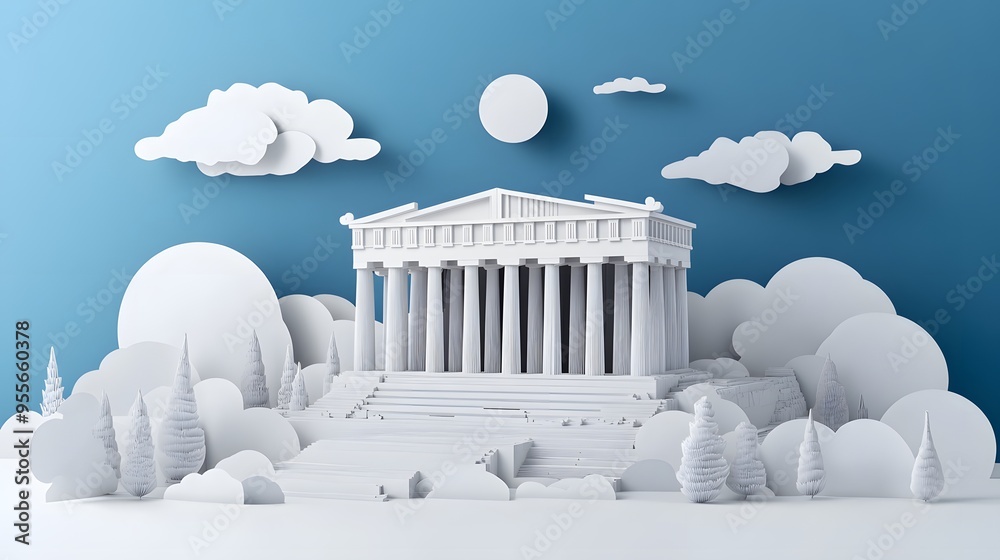 11. **Design a 3D paper cut of the Acropolis of Athens, showcasing the ...