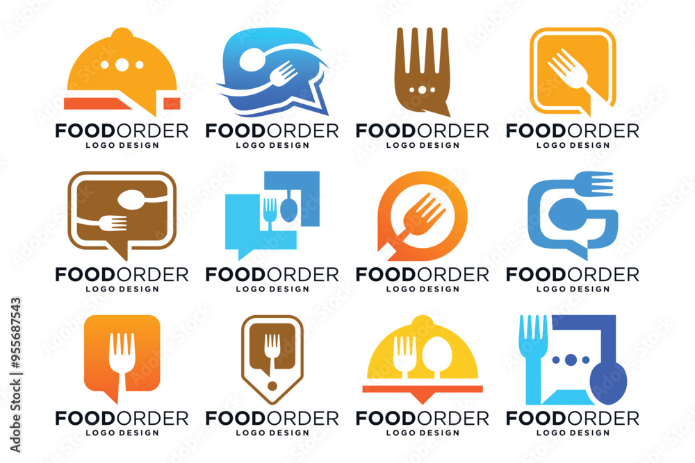 Modern Food order logo design collection Stock Vector | Adobe Stock
