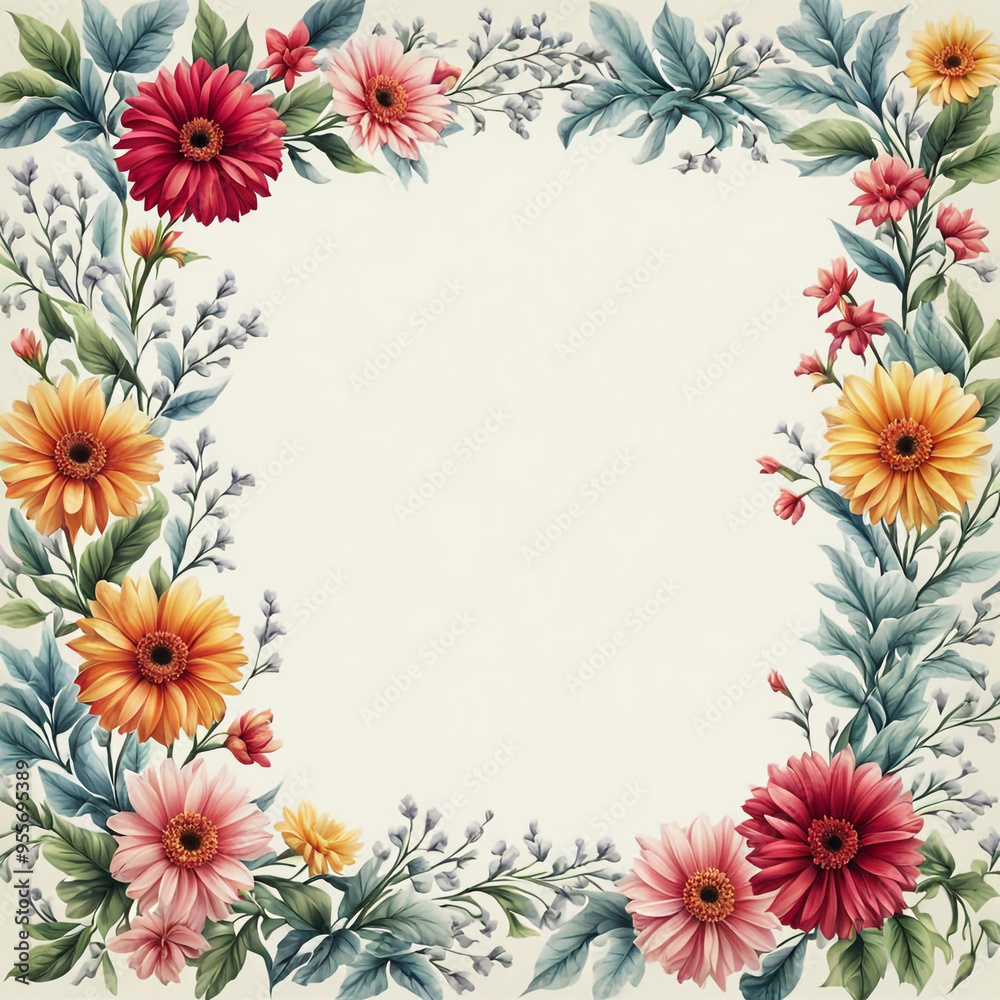 Flower frame border design. Stock Illustration | Adobe Stock