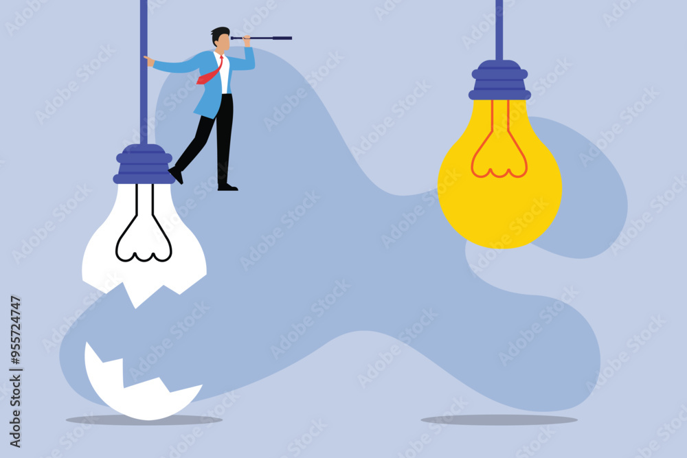 Search for a new idea. Broken bulb as a symbol of a failed idea Stock ...