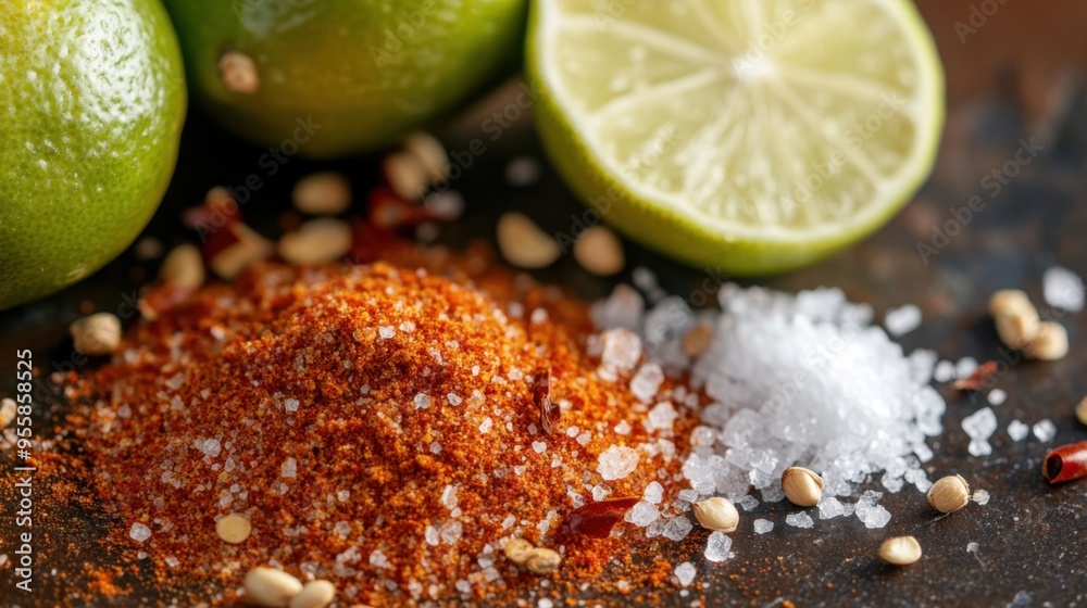 Lime chili salt, thinly sliced lime mixed with chili powder, salt and ...