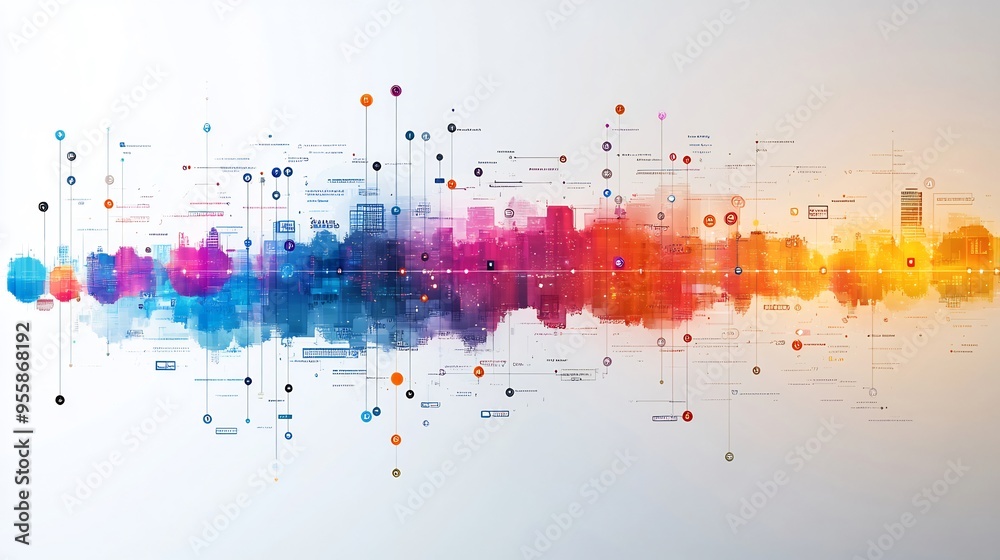 Colorful timeline roadmap highlighted goals paths and checkpoints Stock ...