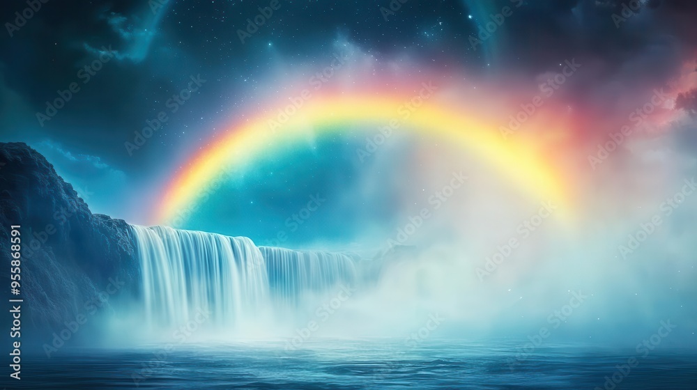 Rare moonbow over waterfall at night captured in a dramatic ...