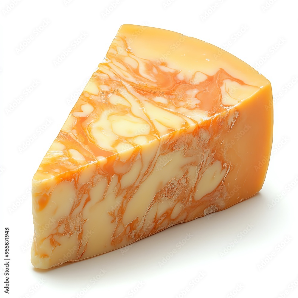 a wedge of Colby Jack cheese with marbled pattern, vibrant and unique ...