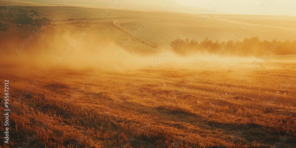 Dusty Wind Sweep Across Dry Field Following Days of Drought Stock Photo ...
