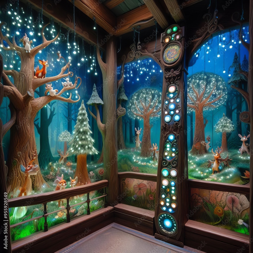 60 Enchanted Forest Lift Cell A lift cell themed like an enchant Stock ...