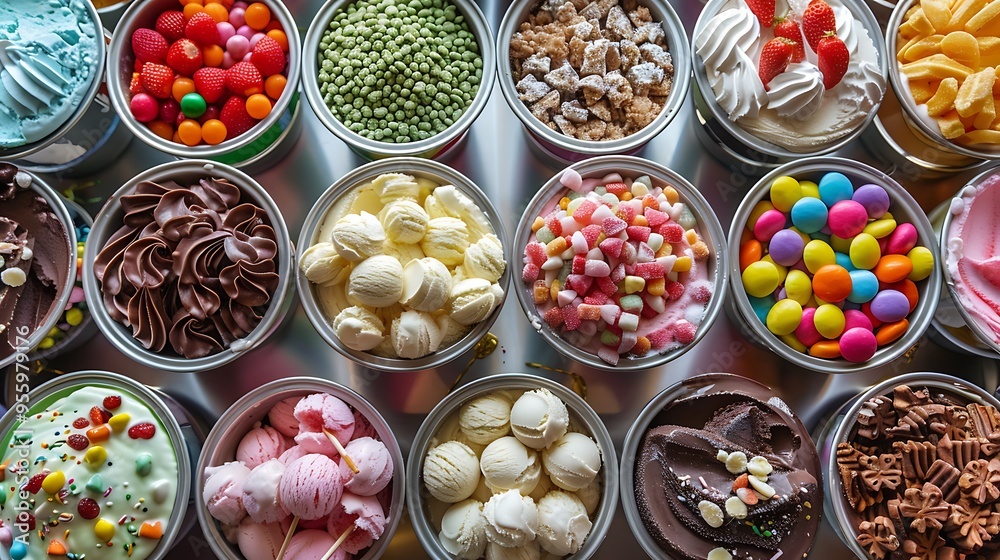 Photo Stock Delicious ice cream toppings featuring pictures of sweets ...