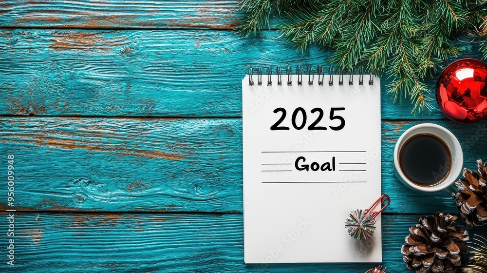 4h 2025 New Year goal, plan, and action concepts. "2025 Goal" A text on ...