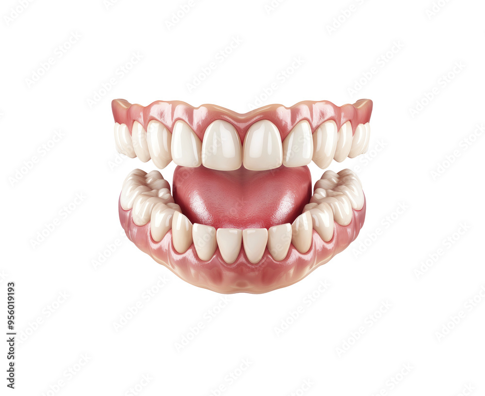 3d render of human teeth and gums showing upper and lower jaw isolated ...
