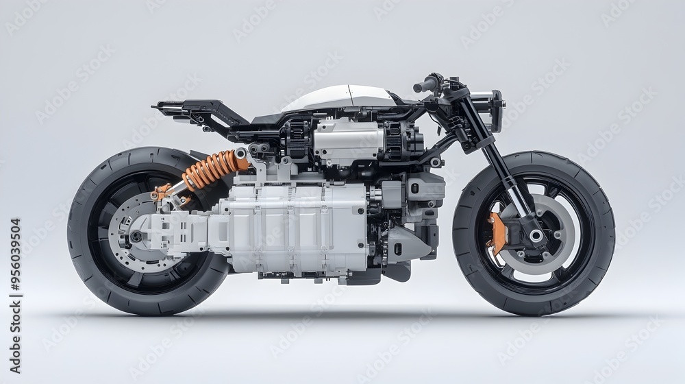 Detailed Exploded View of Motorcycle s Final Drive Mechanism on Clean ...
