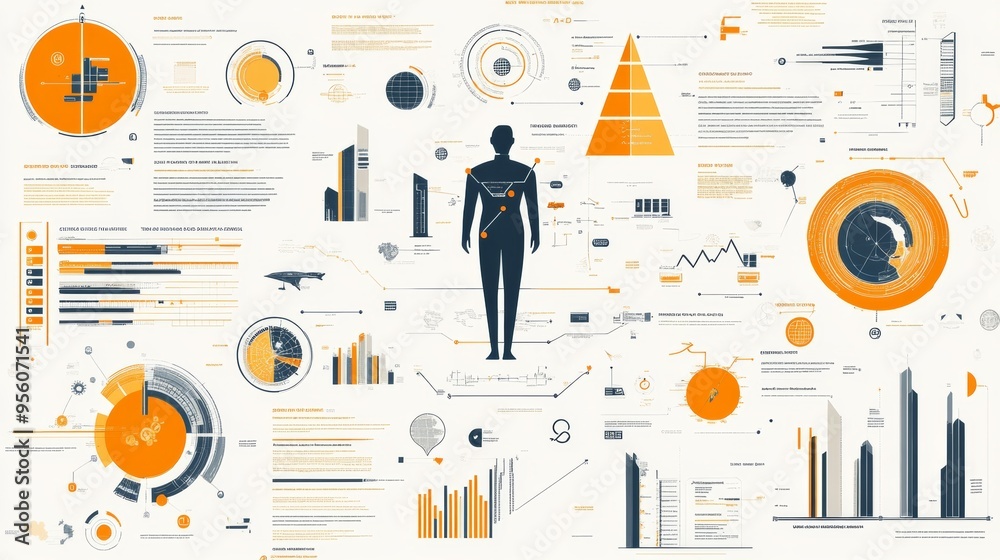 An infographic displaying various data charts, graphs, and diagrams ...
