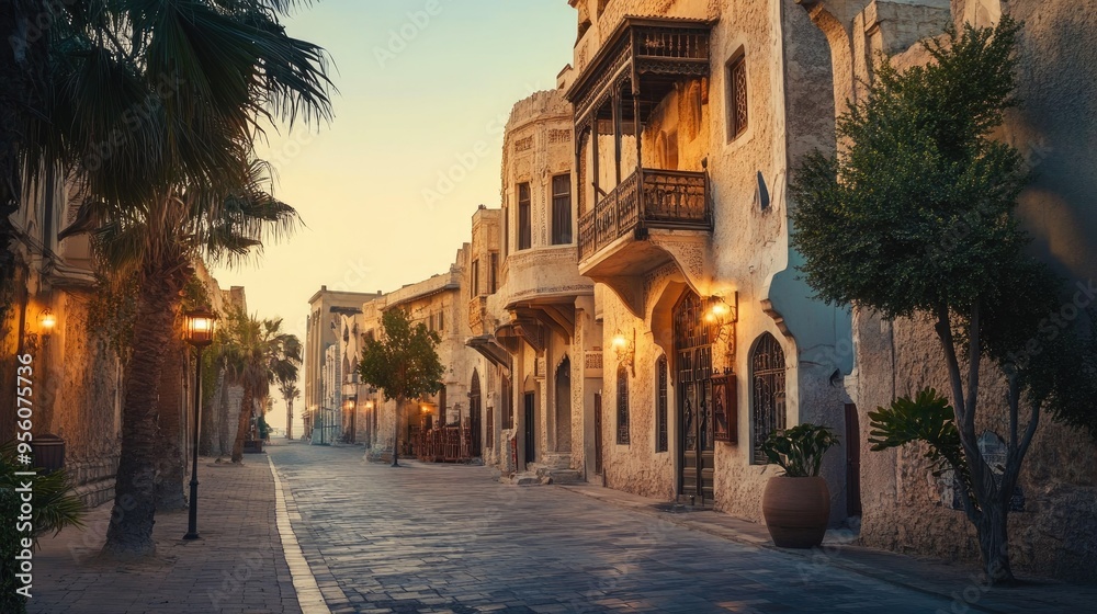 Evening view of the Al-Balad historic district in Jeddah with its ...
