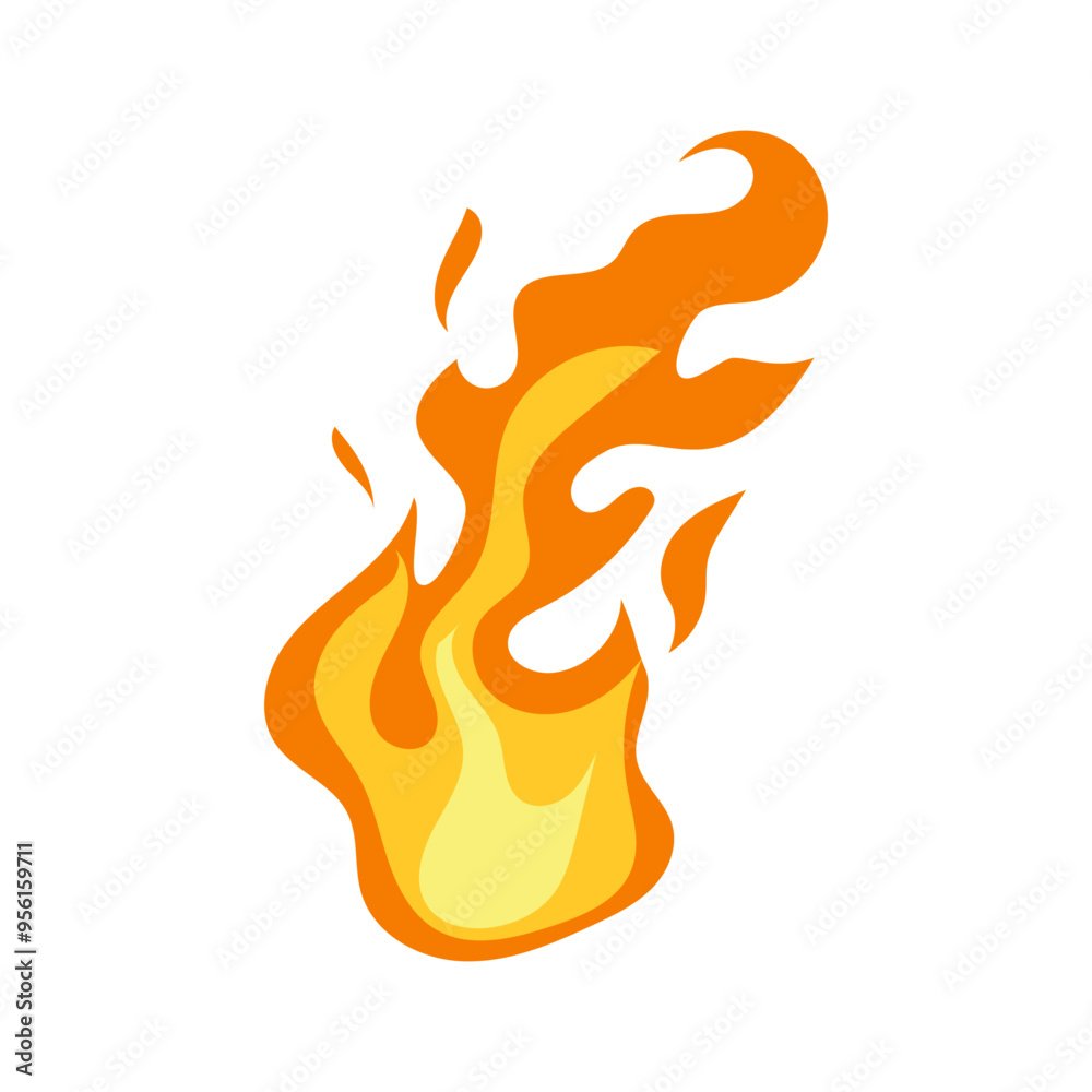 Cartoon fire. Flame of infernal fireballs,orange and yellow campfire ...