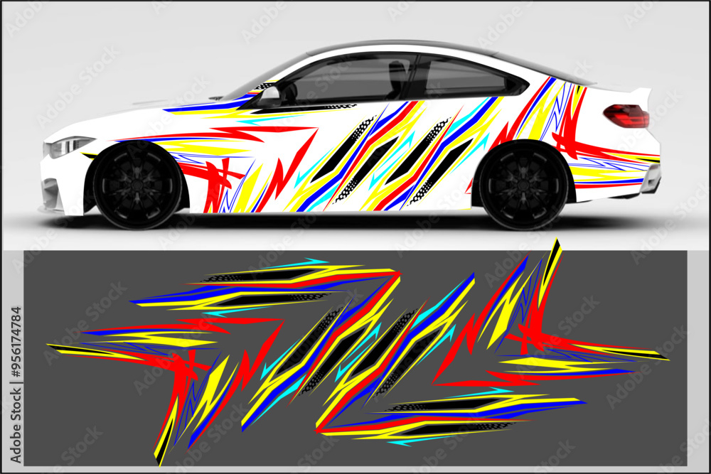car wrap, decal, vinyl sticker designs concept. auto design geometric ...