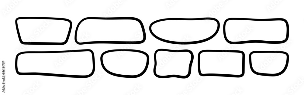 Hand drawn line organic rectangle frames. Abstract doodle liquid shapes ...