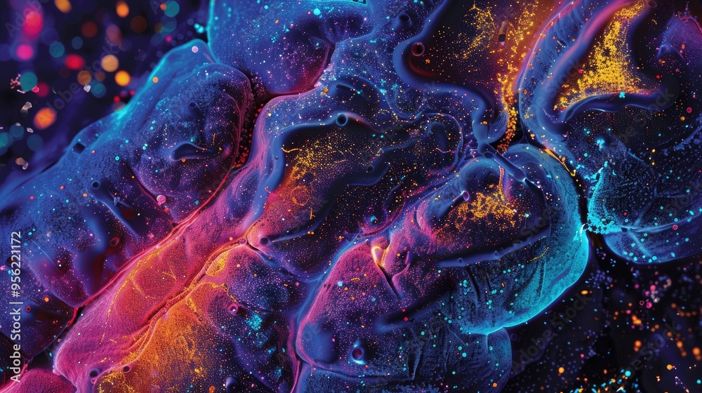 Cerebellar folium from a section of mouse brain labelled with ...