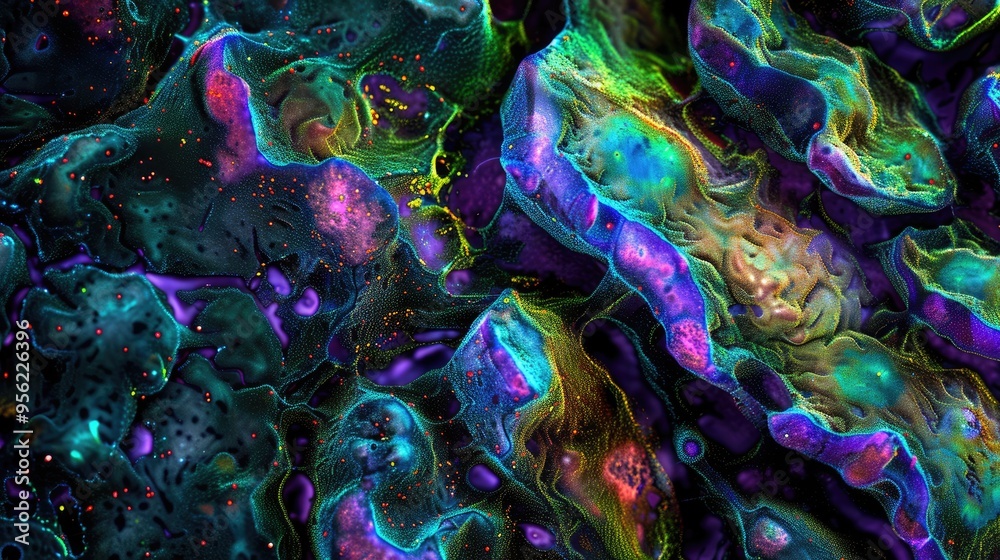 Cerebellar folium from a section of mouse brain labelled with ...