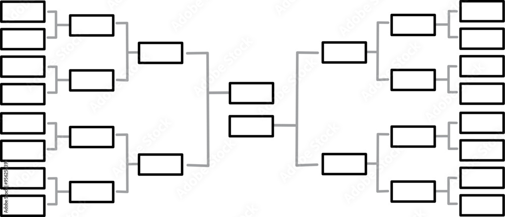 Comprehensive Tournament Bracket Template - Large Vector Outline for ...