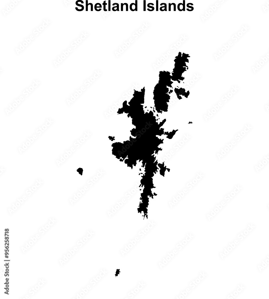 Shetland Islands blank outline map Stock Vector | Adobe Stock